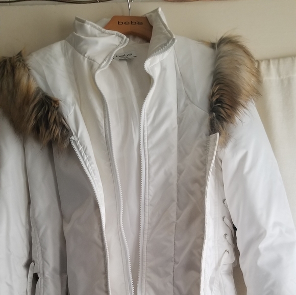 bebe | Jackets & Coats | Bebe White Winter Parka Whood | Poshmark